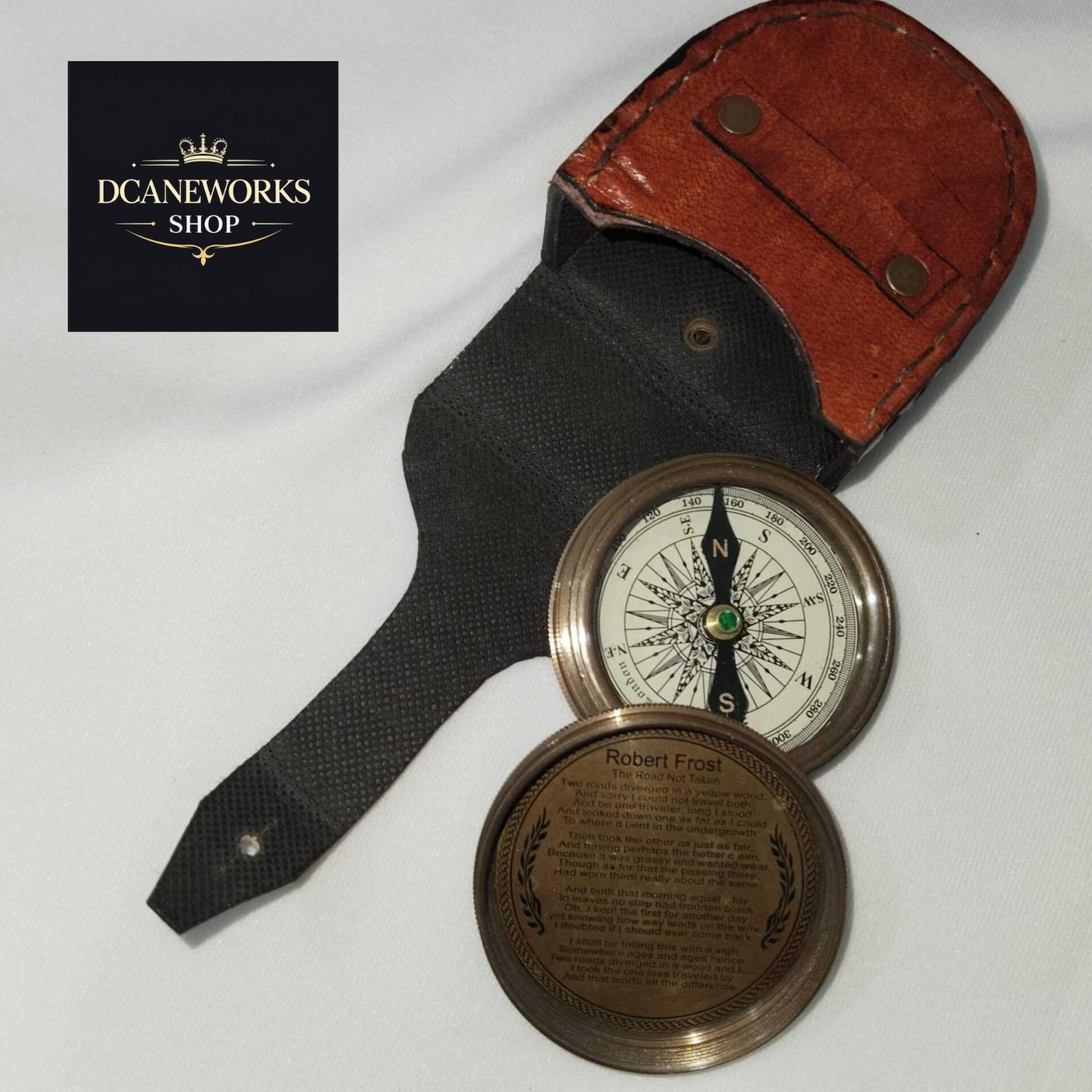 Antique Brass Compass With Handmade Leather Case - Etsy