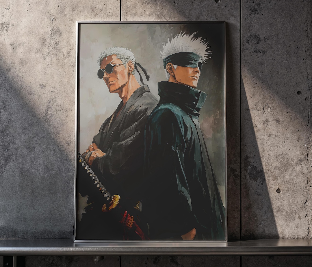 Gojo Satoru and Zoro Print, One Piece X Jujutsu Kaisen Crossover, Anime ...