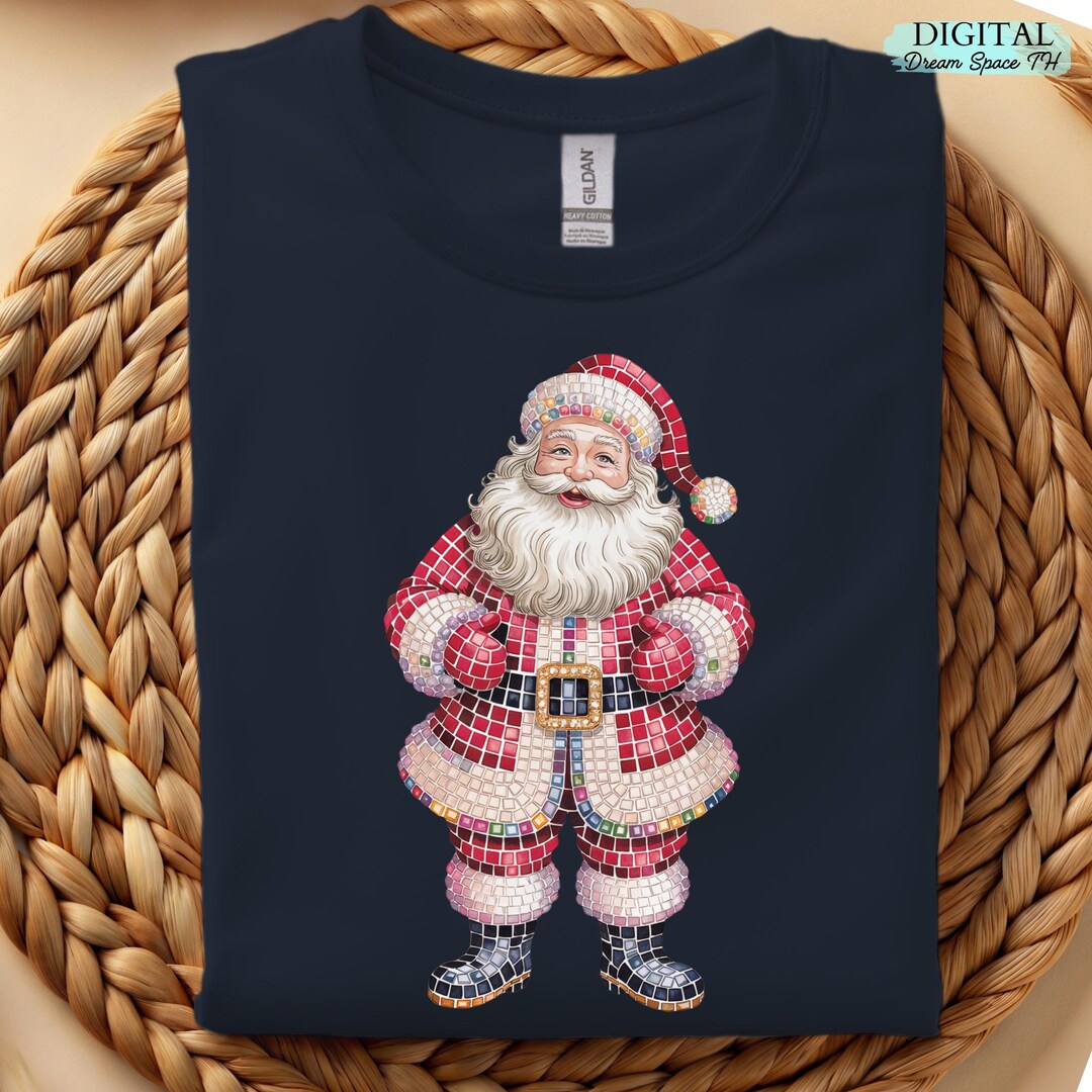 Mosaic Santa PNG, Full Body Santa Clipart, Holiday Sublimation ...