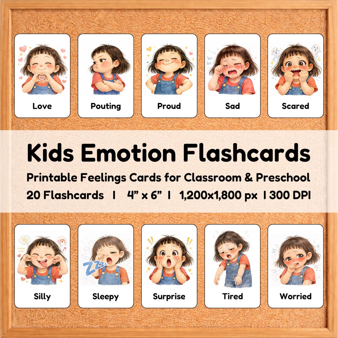 Kids Emotion Flashcards | Illustrated Feelings Cards for SEL (digital ...