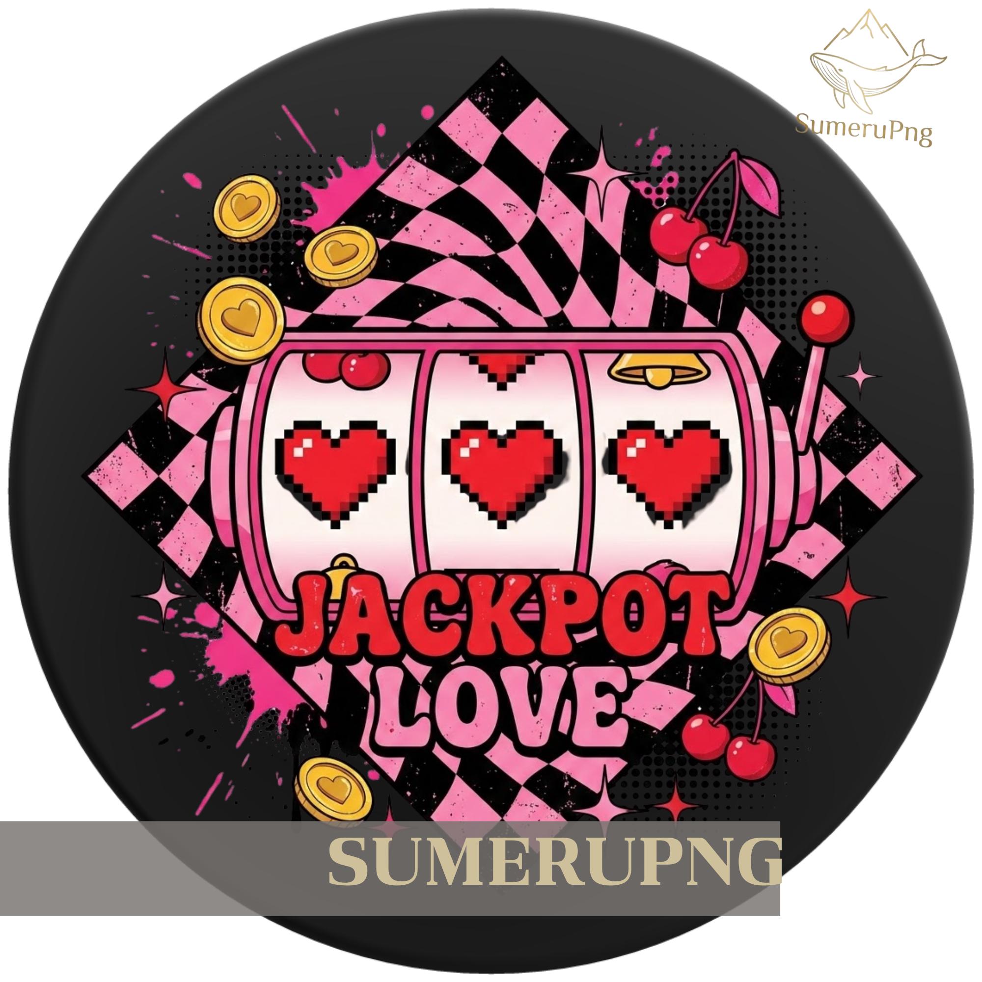 Jackpot Love PNG - Y2K Valentine Slot Machine, Retro 90s Pixel Heart ...