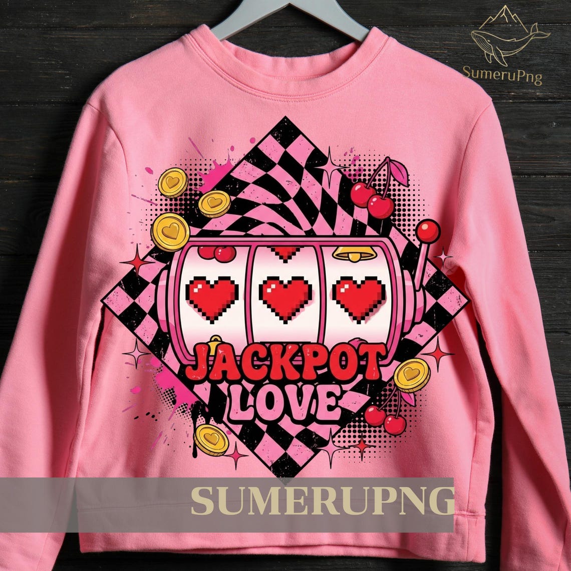 Jackpot Love PNG - Y2K Valentine Slot Machine, Retro 90s Pixel Heart ...