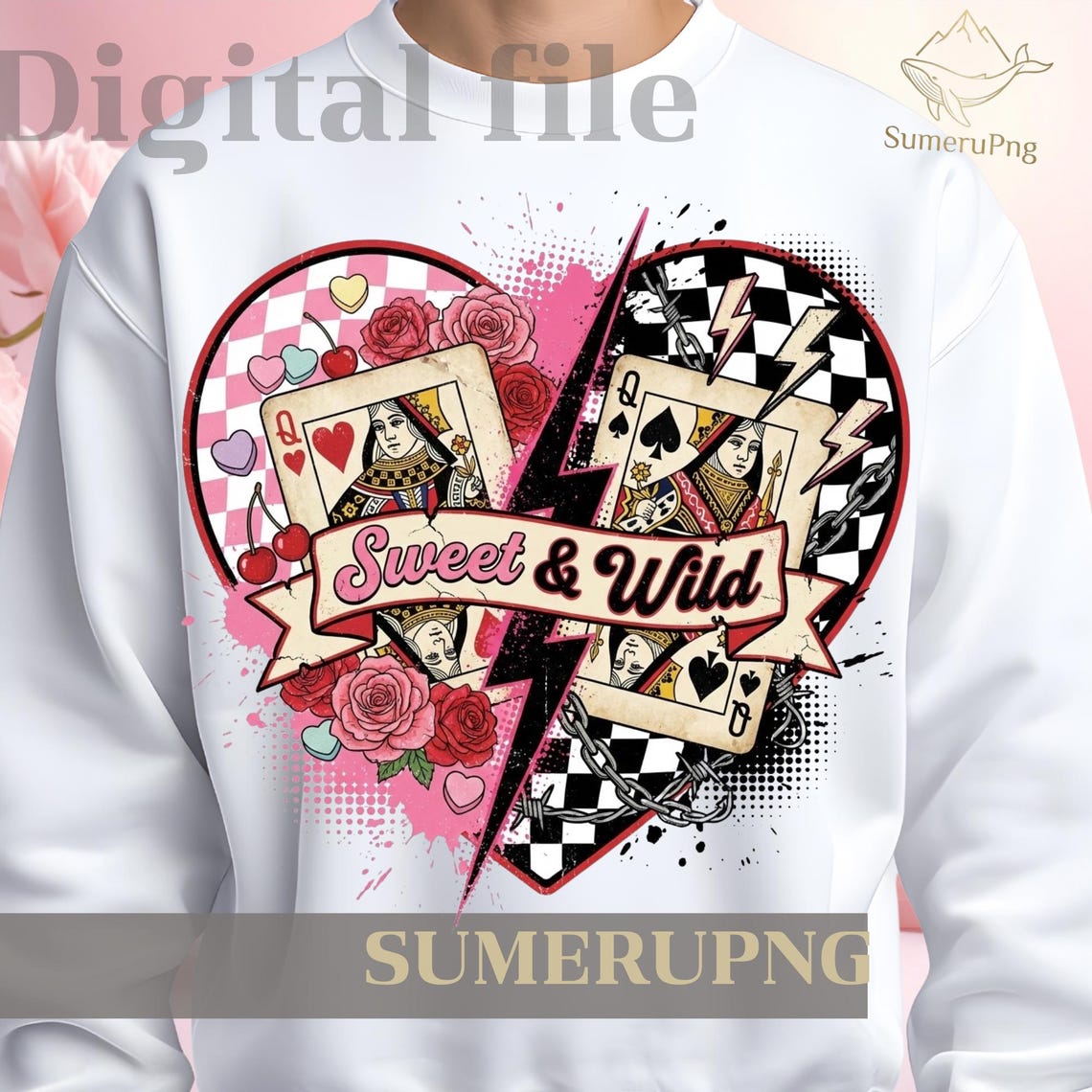 Sweet and Wild Split Heart PNG - Queen of Hearts Vs Spades, Edgy ...