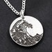 Titanium Great Wave off Kanagawa Necklace, Engraved Titanium Disk - Etsy