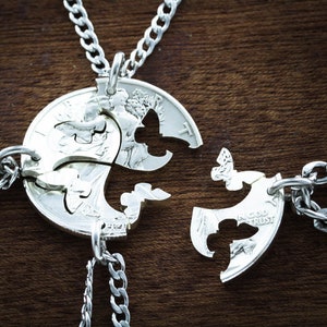 Interlocking Butterfly Necklaces, Best Friends Jewelry, Hand Cut Coin ...