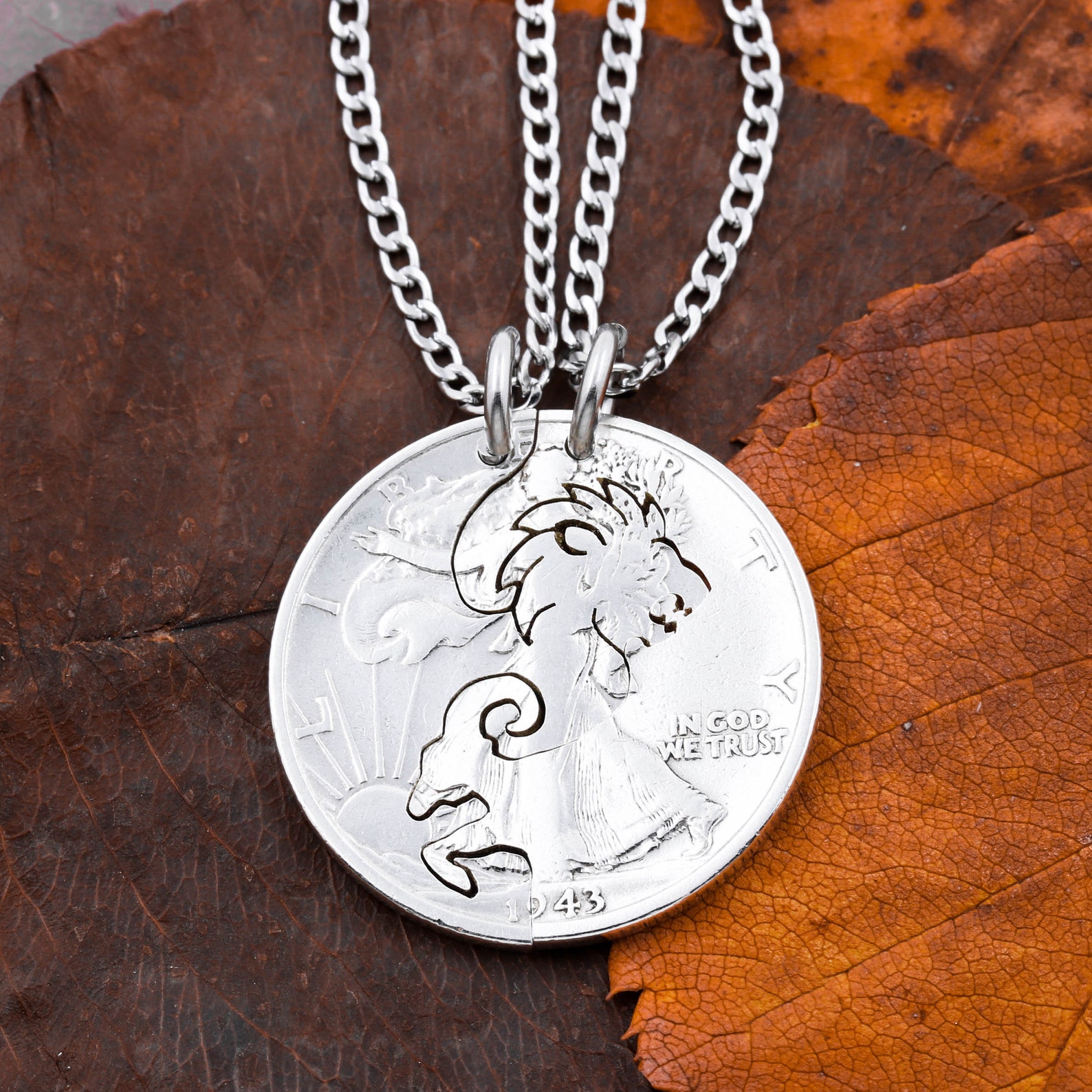 Lion and Ram Necklaces Interlocking Animal Jewelry Couples - Etsy