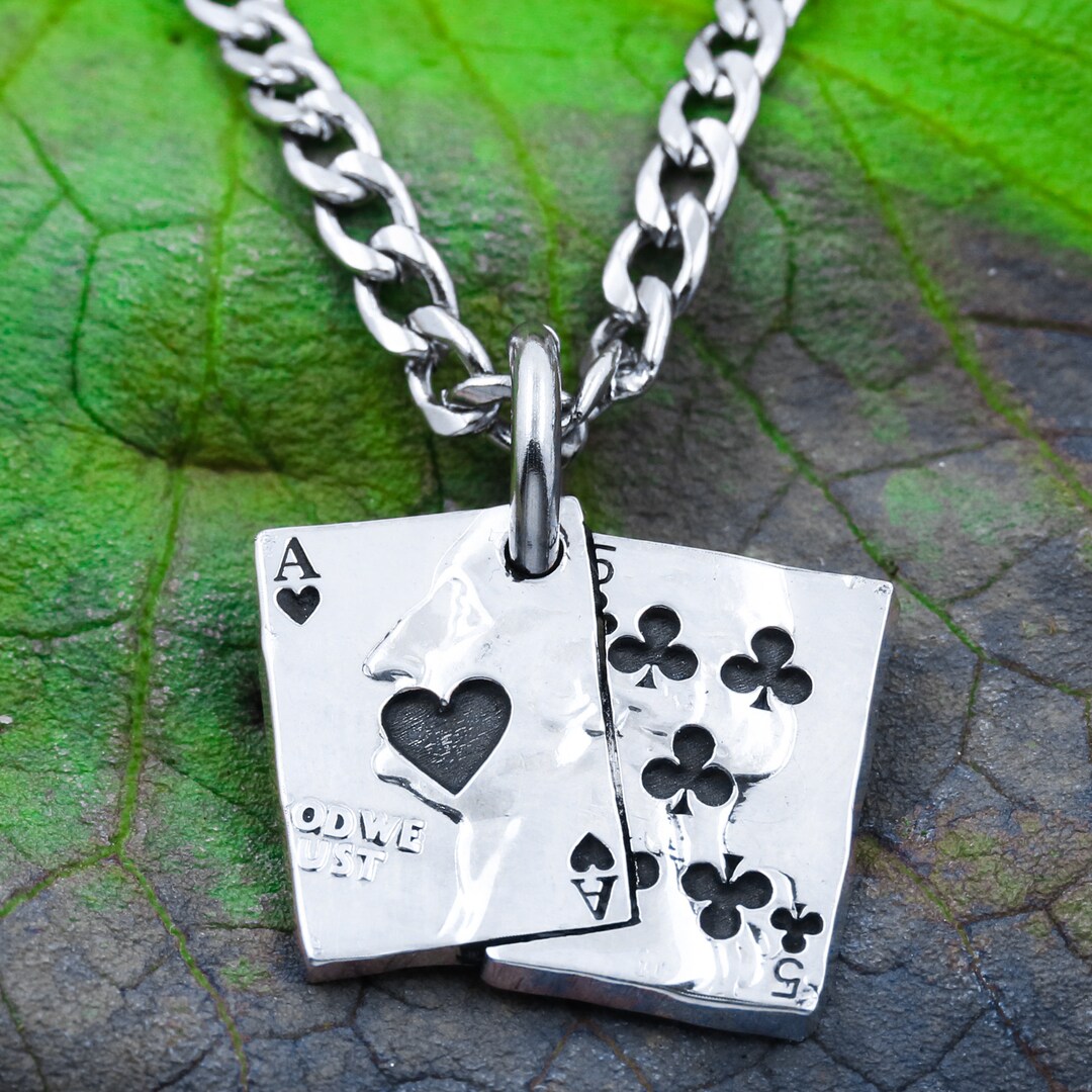 Hand Cut Ace of Hearts & 5 of Clubs Coin Necklace - Etsy Canada