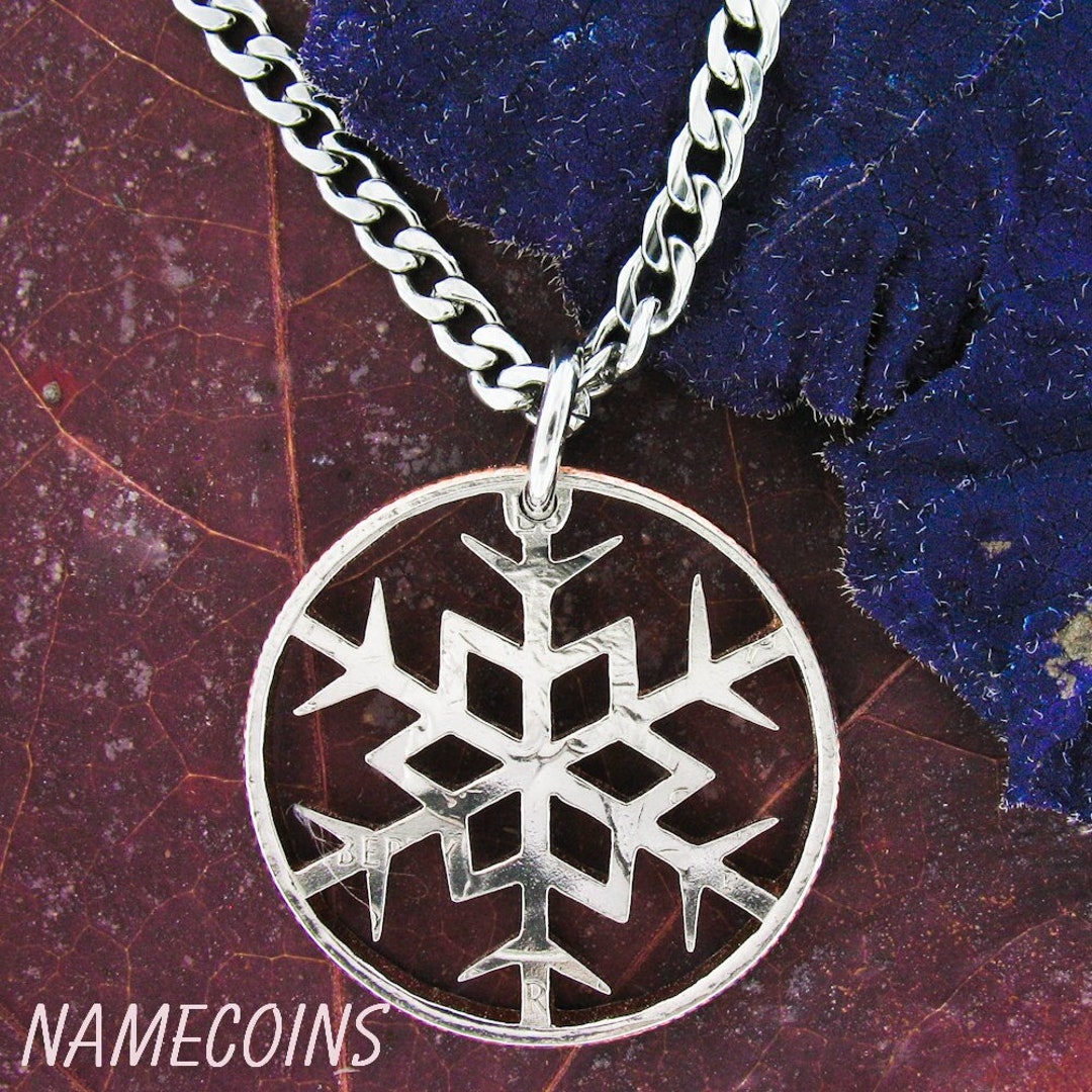 Snowflake Necklace, Winter Gift, Hand Cut Coin - Etsy