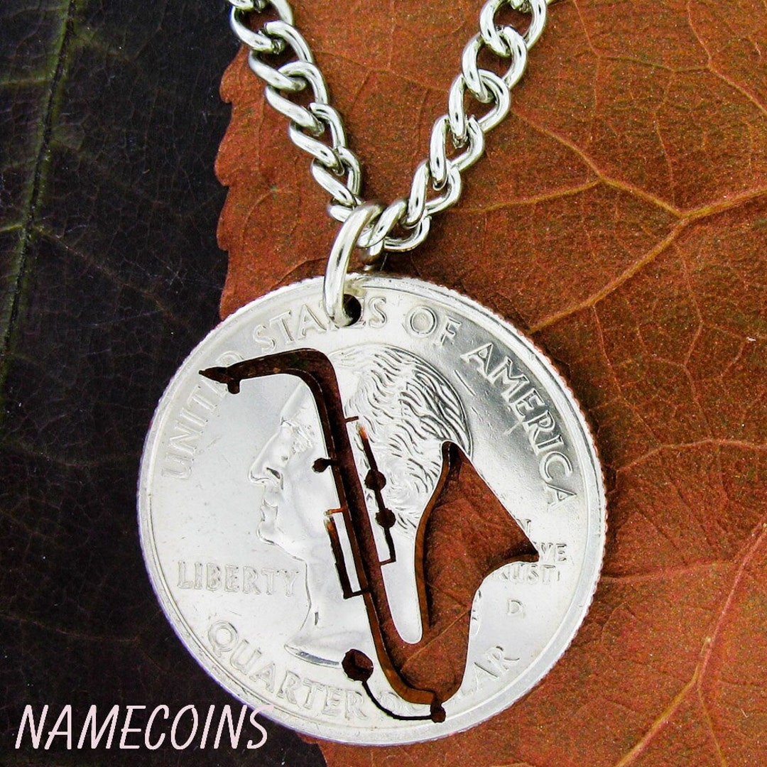 Saxophone Necklace, Music Gift, Jazz Necklace, Cut by Hand From a ...