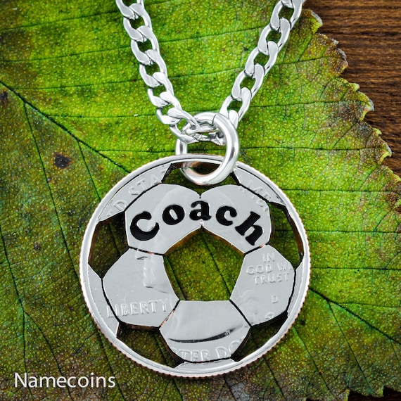Soccer Coach Necklace Custom engraved coach or name hand cut | Etsy