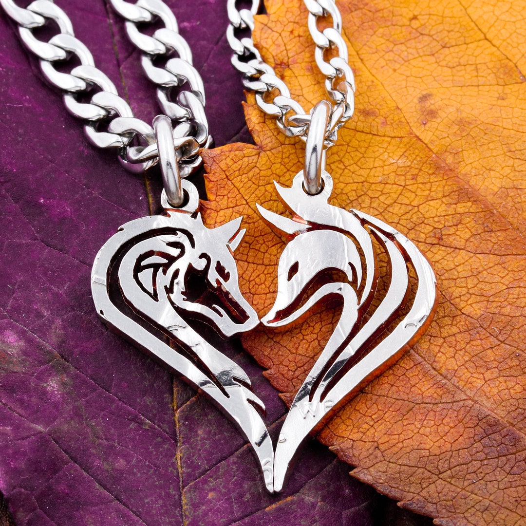 Wolf and Fox Couples Necklaces, Animals Make Heart When Together ...