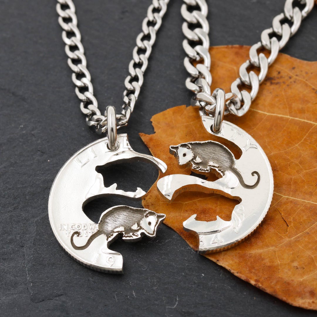 Possums Hand Cut Coin Jewelry Set: Woodland Creatures Couple's Gift - Etsy