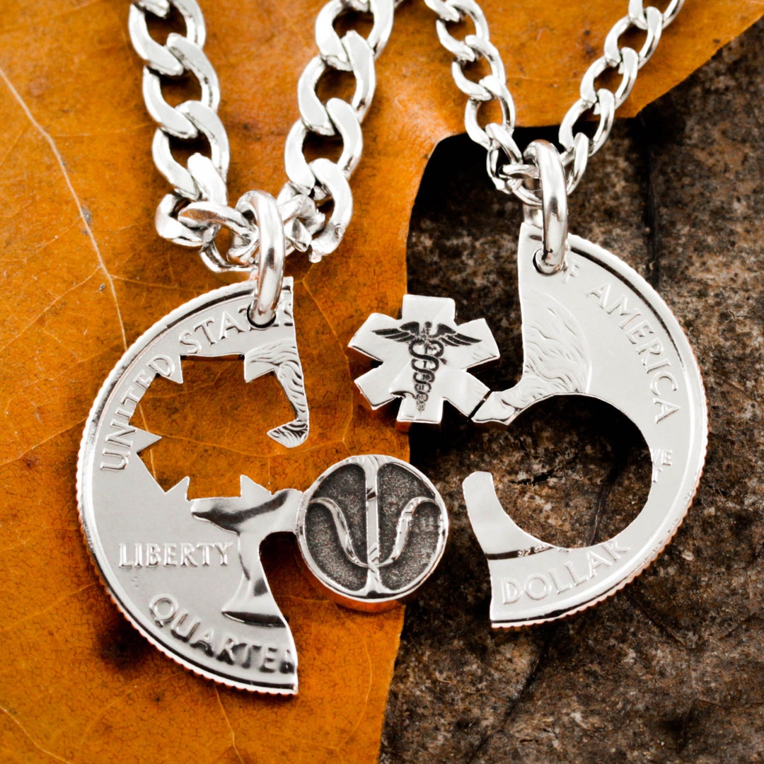 Psychology Best Friends Necklace, Psi and Caduceus Symbols, BFF or ...