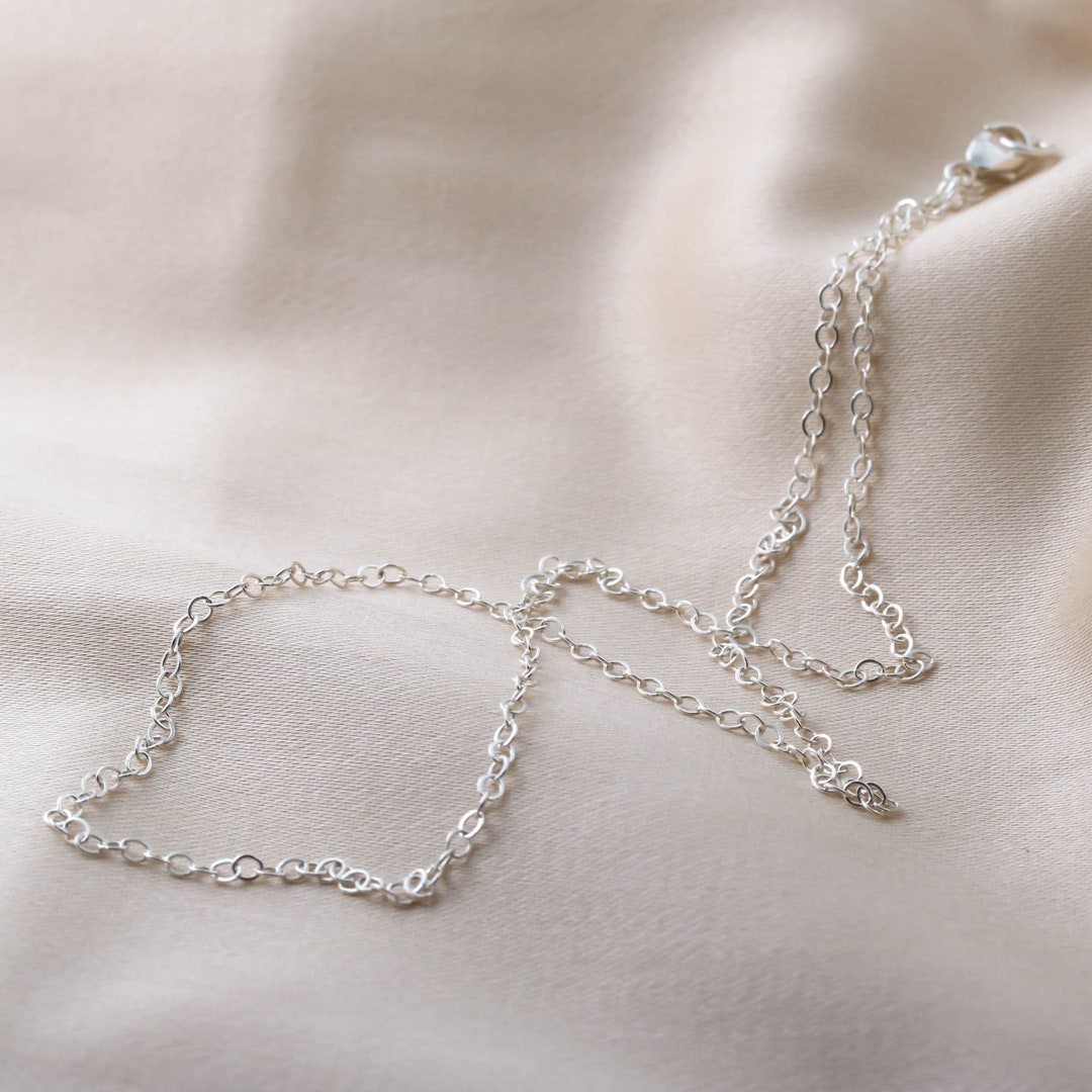 Thin Sterling Silver Necklace Chain: Petite Sparkly Chain - Etsy