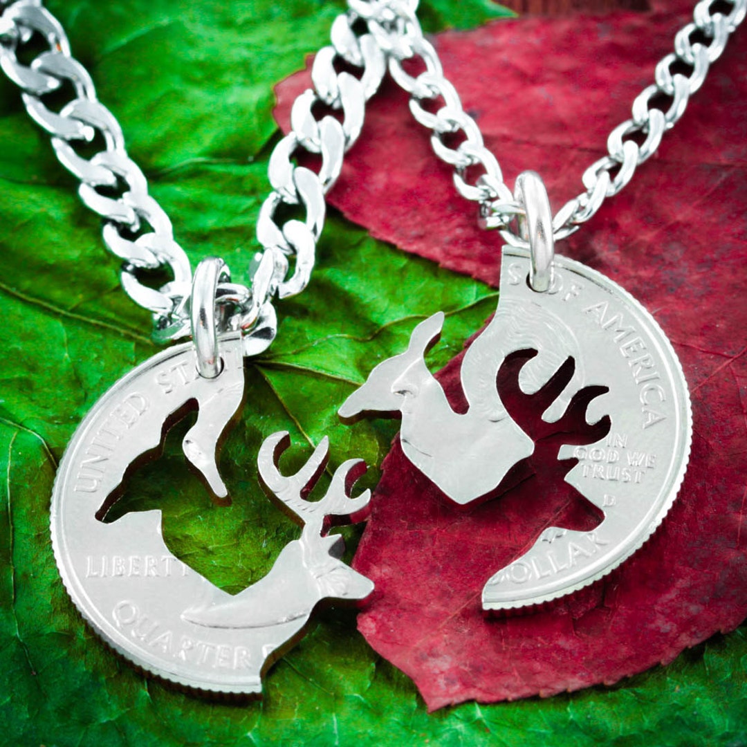 Buck and Doe Necklace, Couples Necklaces, Interlocking Relationship Set ...