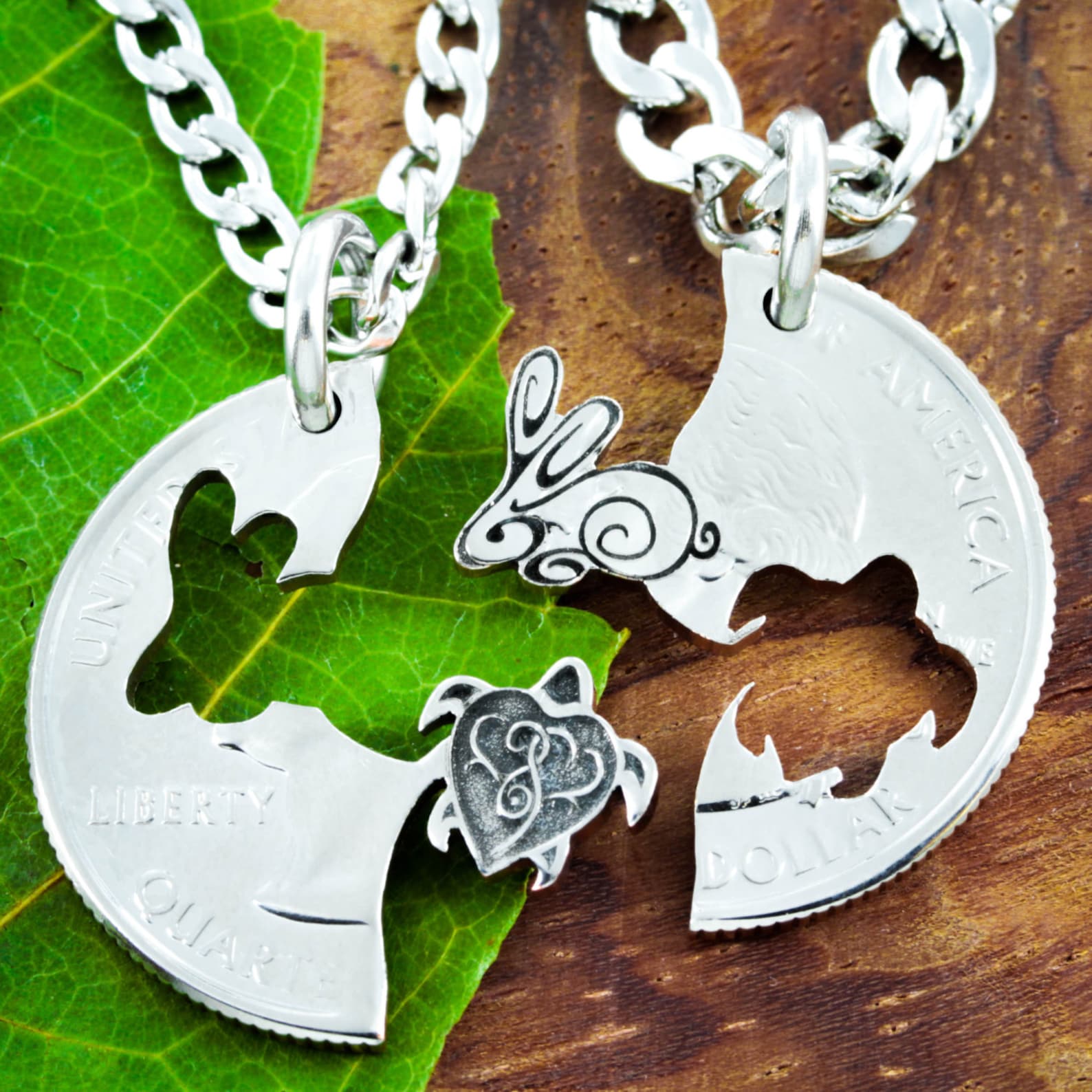 Turtle and Bunny Rabbit Best Friends Necklaces BFF and | Etsy