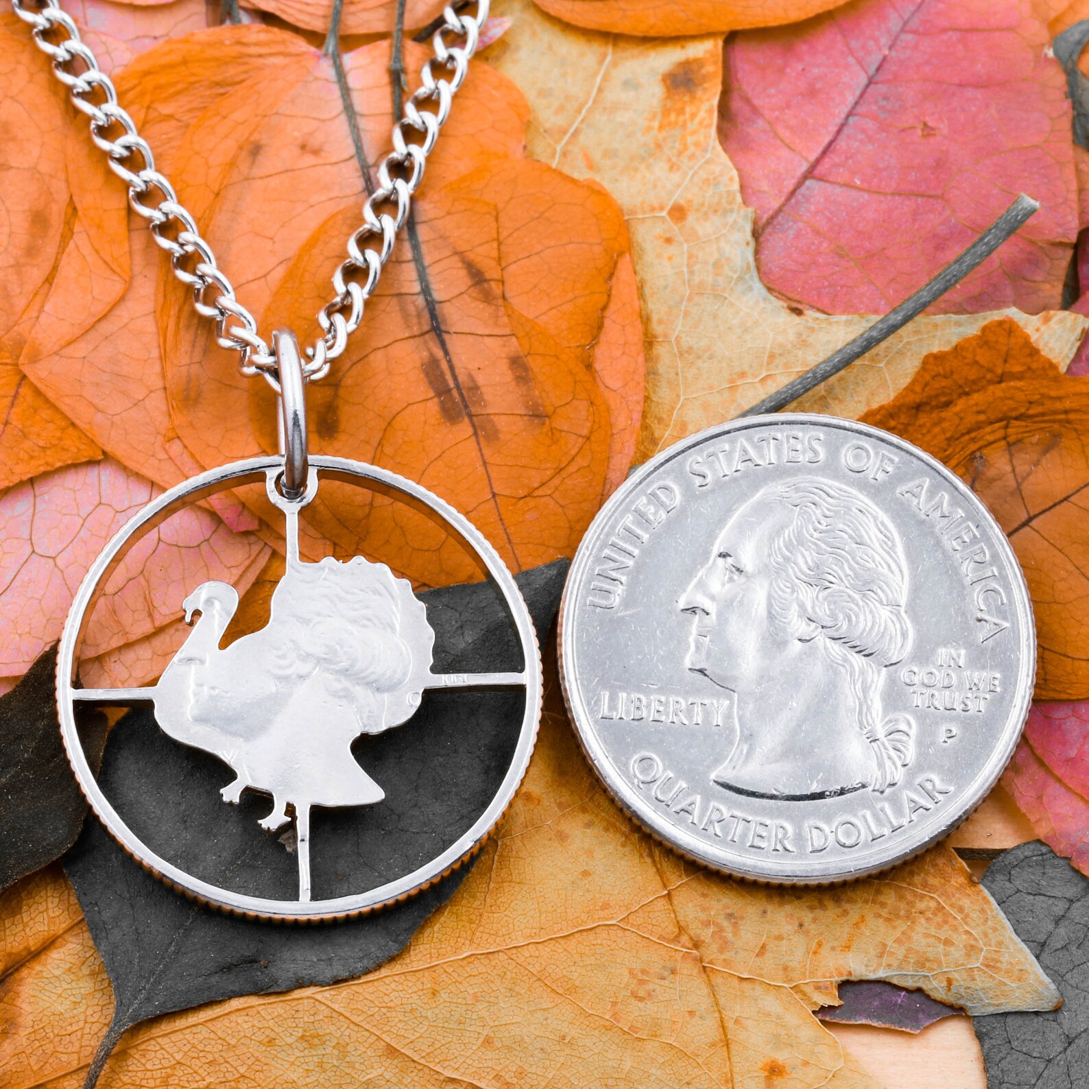 Turkey in the Crosshairs Necklace, Hunting Jewelry, Hand Cut Coin - Etsy