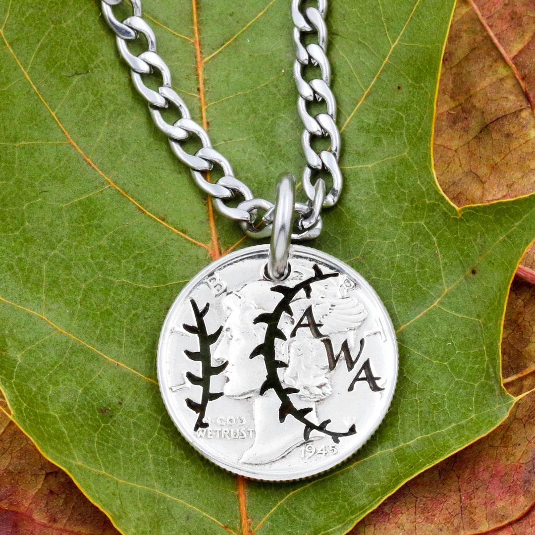 Custom Baseball Necklace, Personalized Diagonal Initials, Sports ...