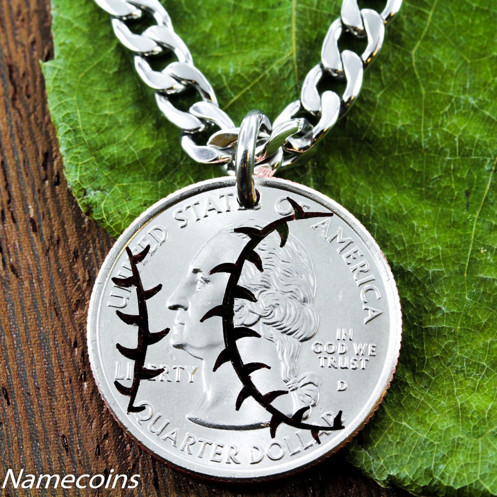 Baseball Necklace Softball Hand Cut Coin Jewelry Sports - Etsy
