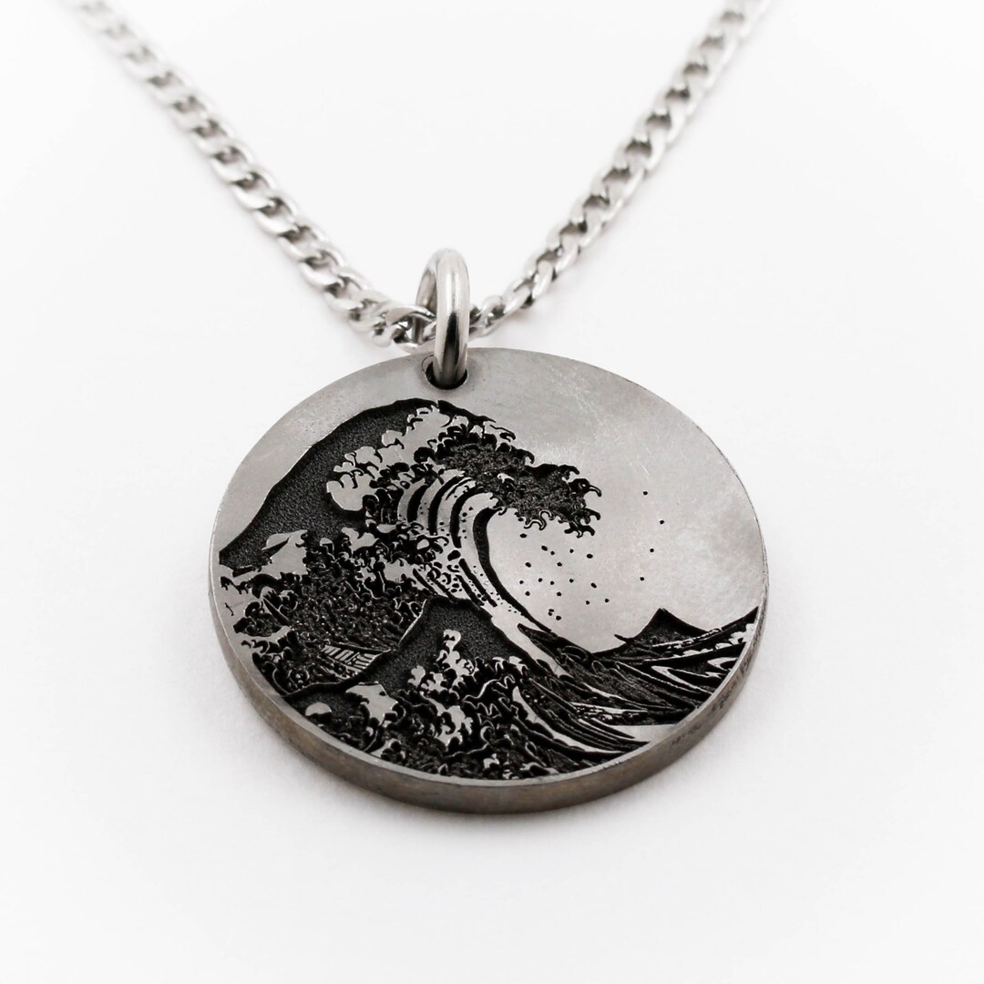 Titanium Great Wave off Kanagawa Necklace - Etsy