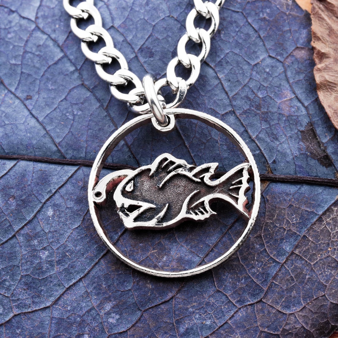 Engraved Anglerfish Necklace, Fish Jewelry, Ocean Gifts, Bioluminescent ...
