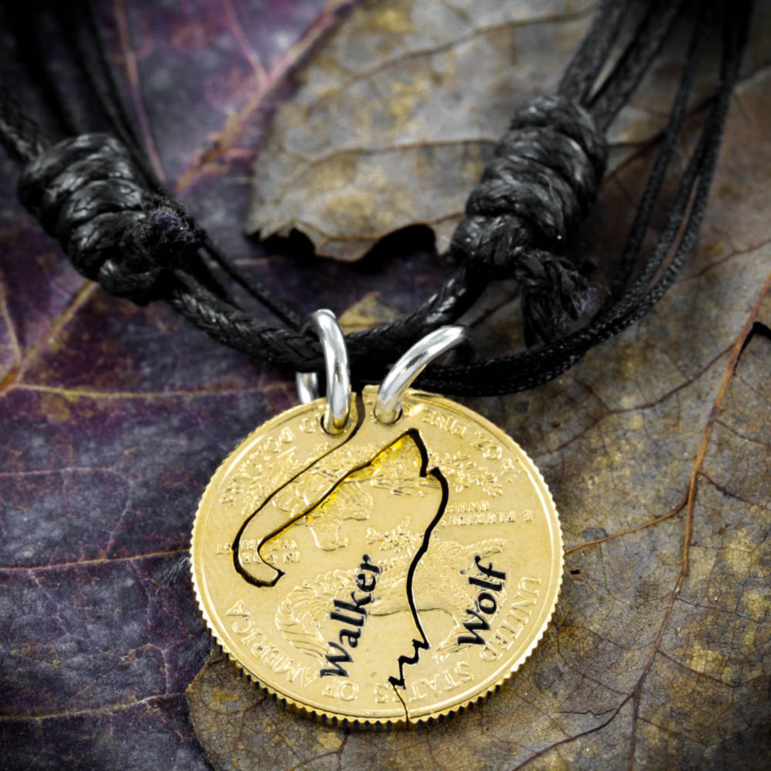 22K Gold Howling Wolf Necklaces with Moon and Stars Custom | Etsy