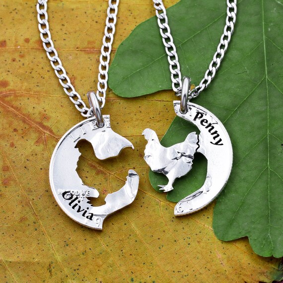 Chicken Necklaces With Custom Engraved Names Farm Animals | Etsy