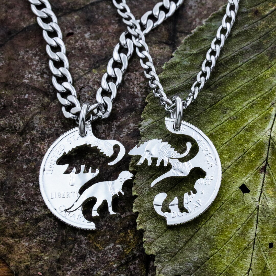 Ankylosaur T-rex, Dinosaur Best Friends Gift Necklaces for 2, BFF ...