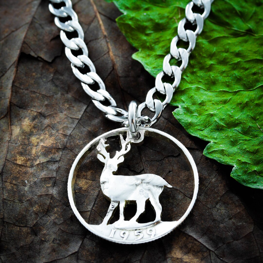 Hand Cut Coin Buck Necklace: Deer Hunting Gift - Etsy