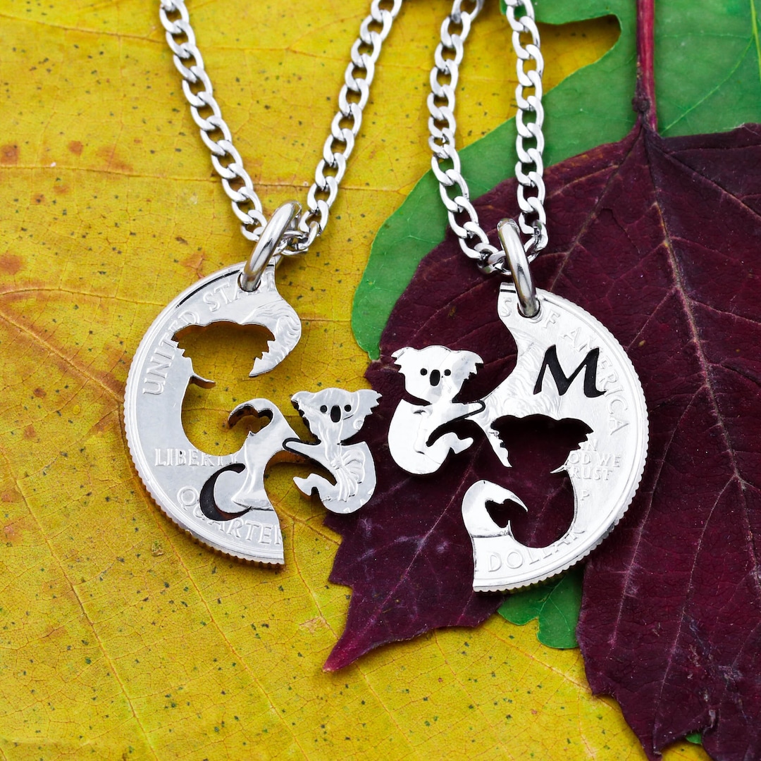 Interlocking Koala Bear Necklaces, Custom Engraved Initials Couples ...