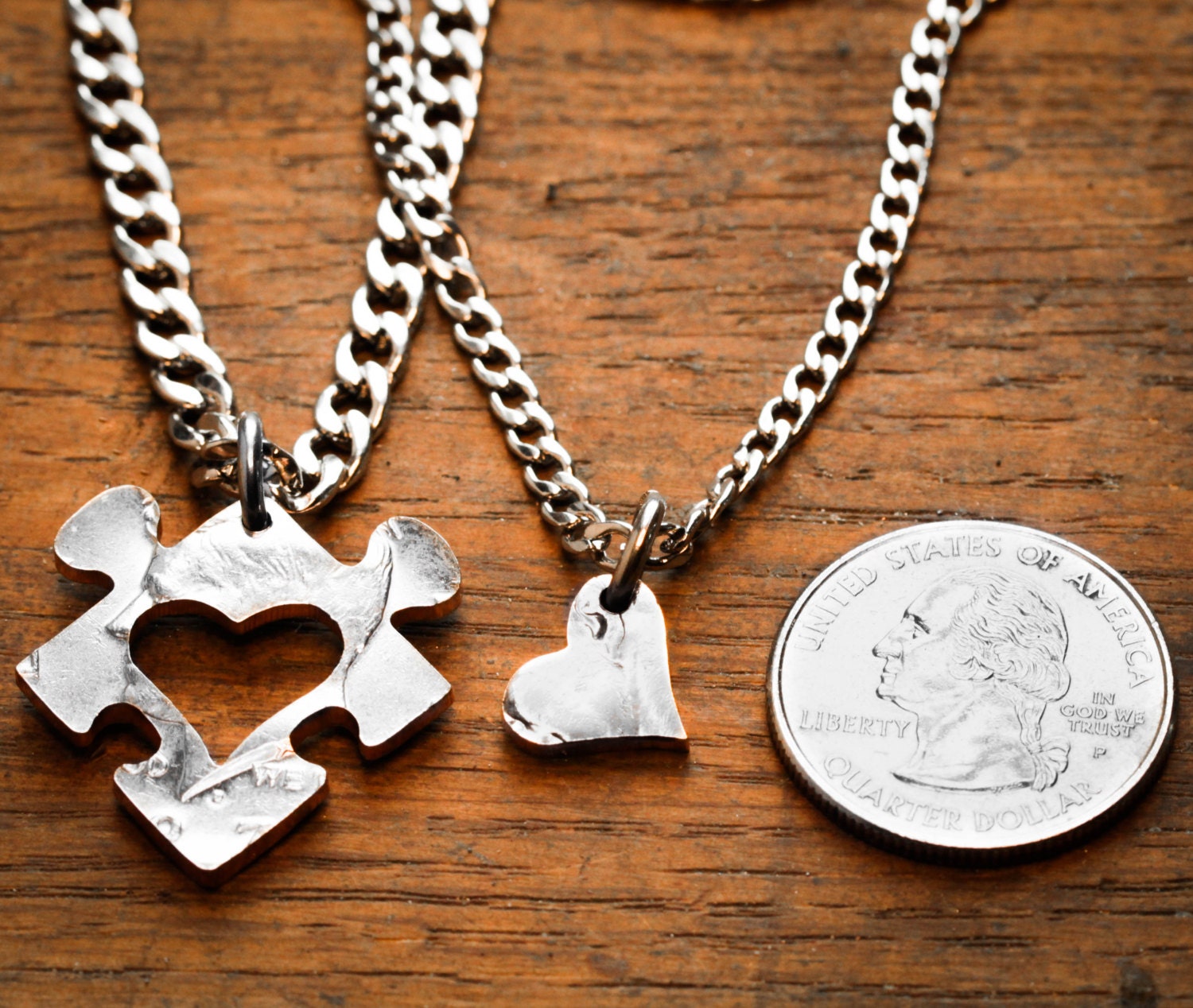 Heart Puzzle Couples Necklaces Heart Cut from Puzzle Piece | Etsy