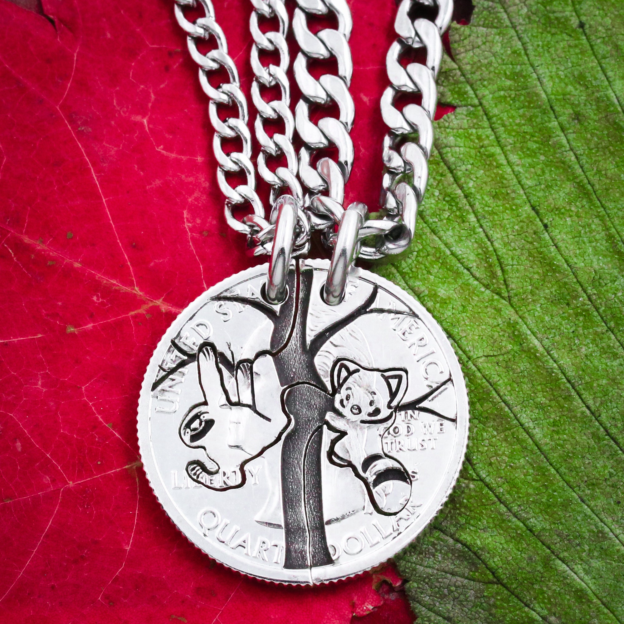 Sloth and Red Panda Friendship Necklaces Split Necklaces | Etsy