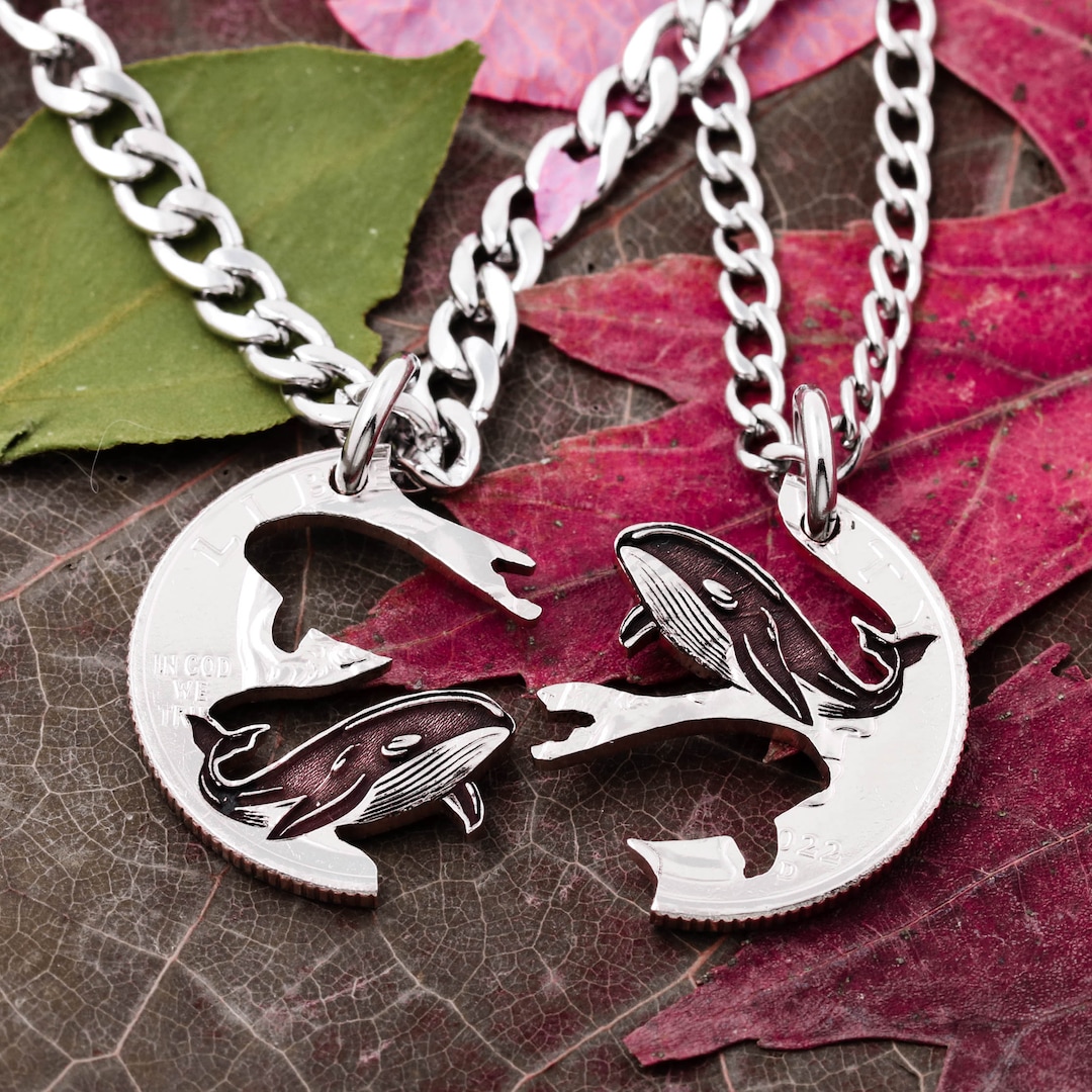 Blue Whale Necklaces, Interlocking Animal Jewelry, BFF or Couples Gifts ...