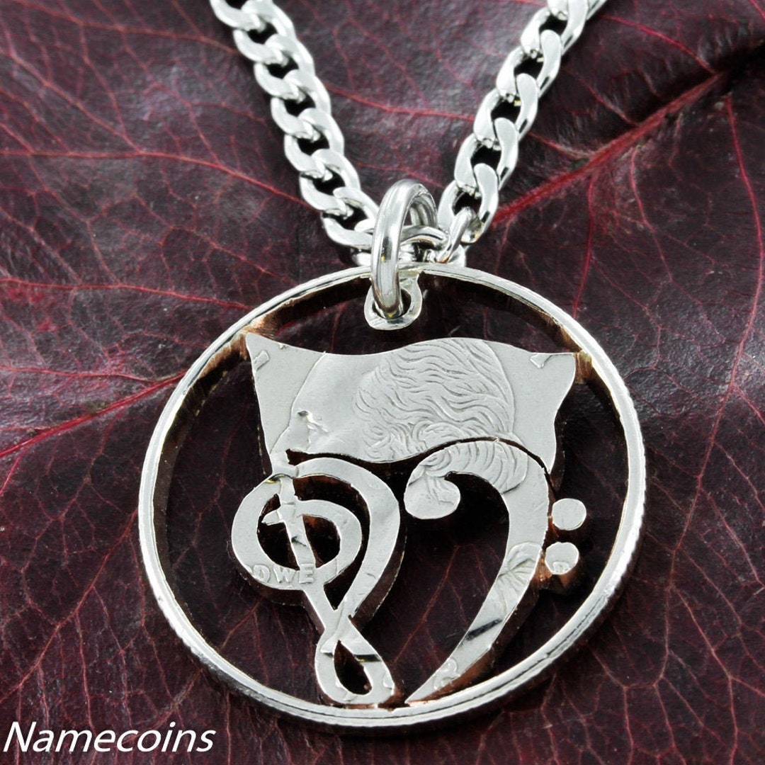 Color Guard Necklace, Treble and Bass Clef Heart, Music Note Jewelry ...