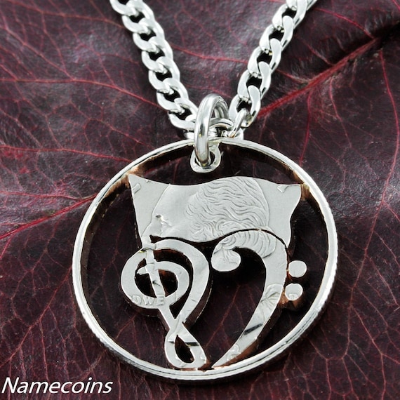 Color Guard Necklace Treble and Bass Clef Heart Music Note - Etsy