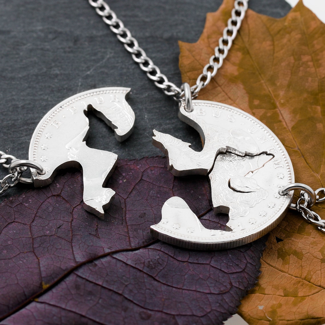 3 Best Friend Wolves and Cat Necklaces Two Wolves and One | Etsy