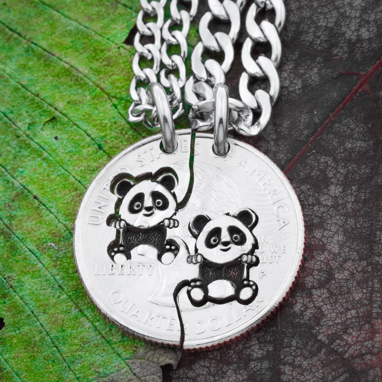 Hand Cut Coin Panda Bear Friendship Necklaces, Relationship Gifts - Etsy