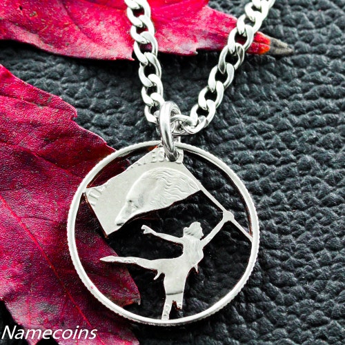 Color Guard Necklace Hand Cut Coin - Etsy