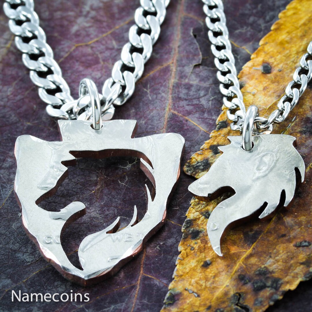 Wolf Arrowhead Necklaces for 2, Couples and Best Friends, Inside and ...
