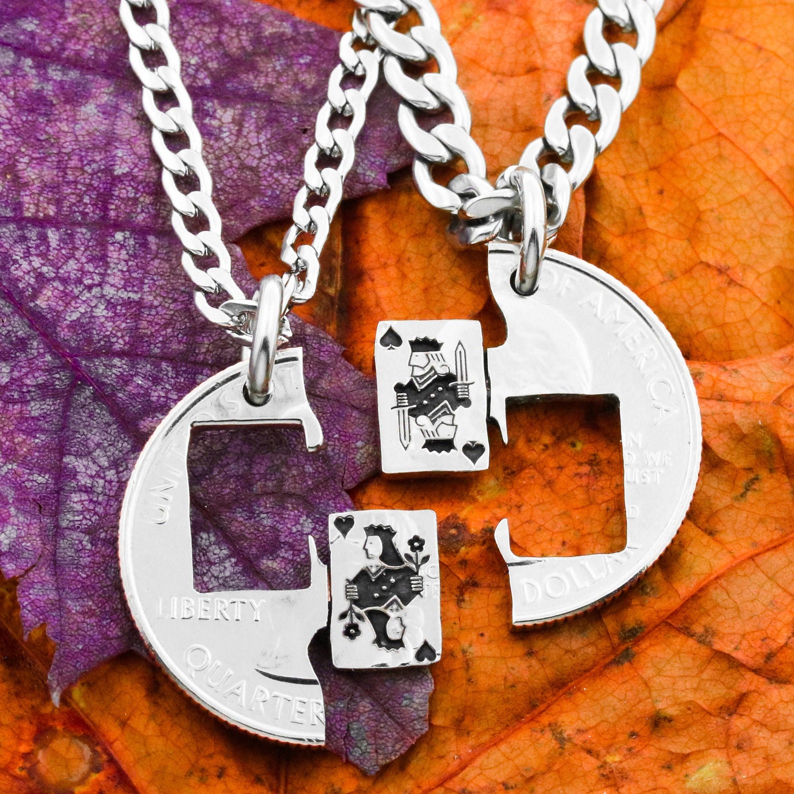 Playing Card Necklaces King and Queen Couples Gifts Best | Etsy