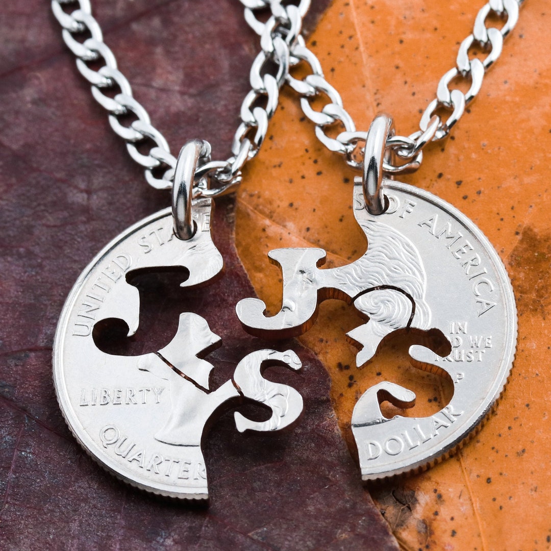 Collares de parejas de corazón compartido, joyería inicial ...