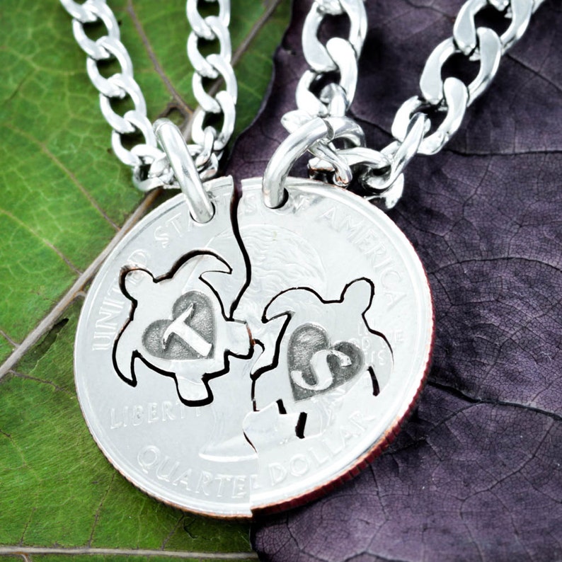 Turtles With Custom Initials Best Friends Necklaces Turtle - Etsy