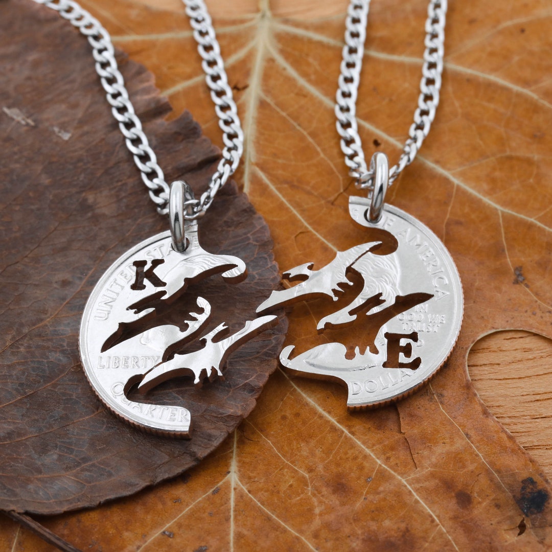 Interlocking Pterodactyl Dinosaurs Necklaces, Custom Cut Initials, Best ...