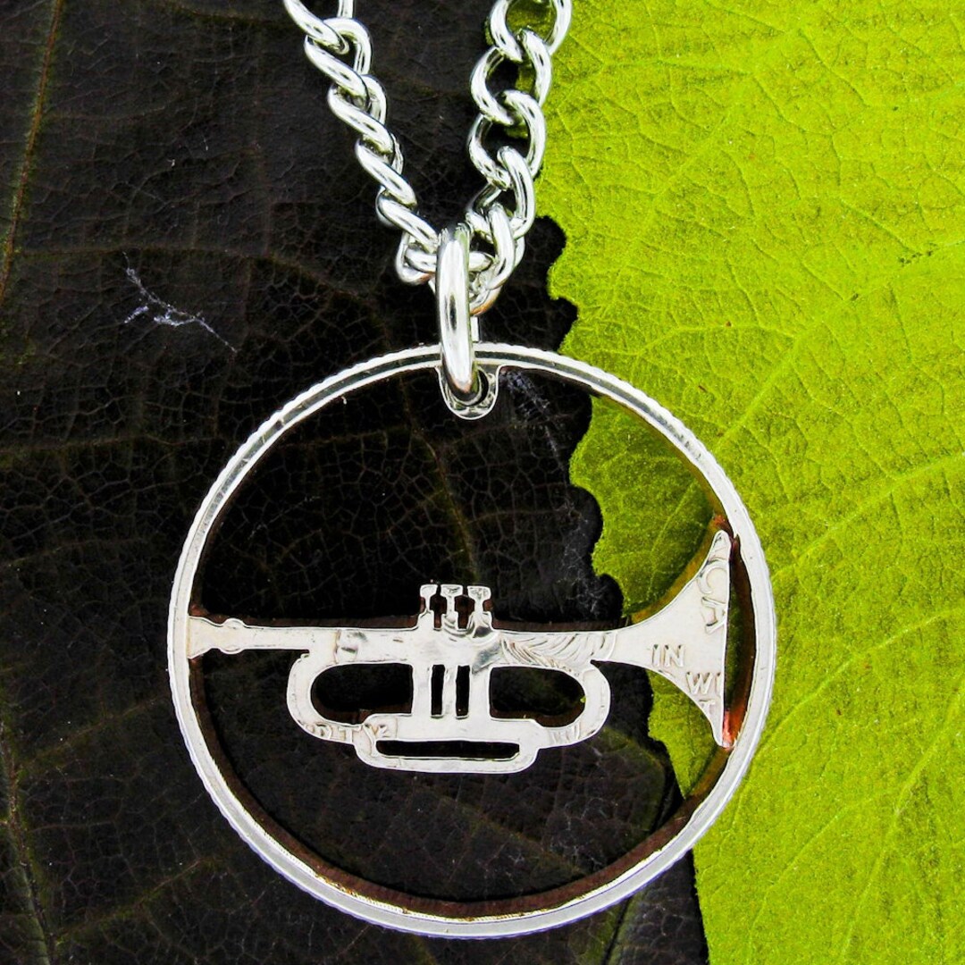 Trumpet Necklace Marching School Band Horn, Hand Cut Coin - Etsy