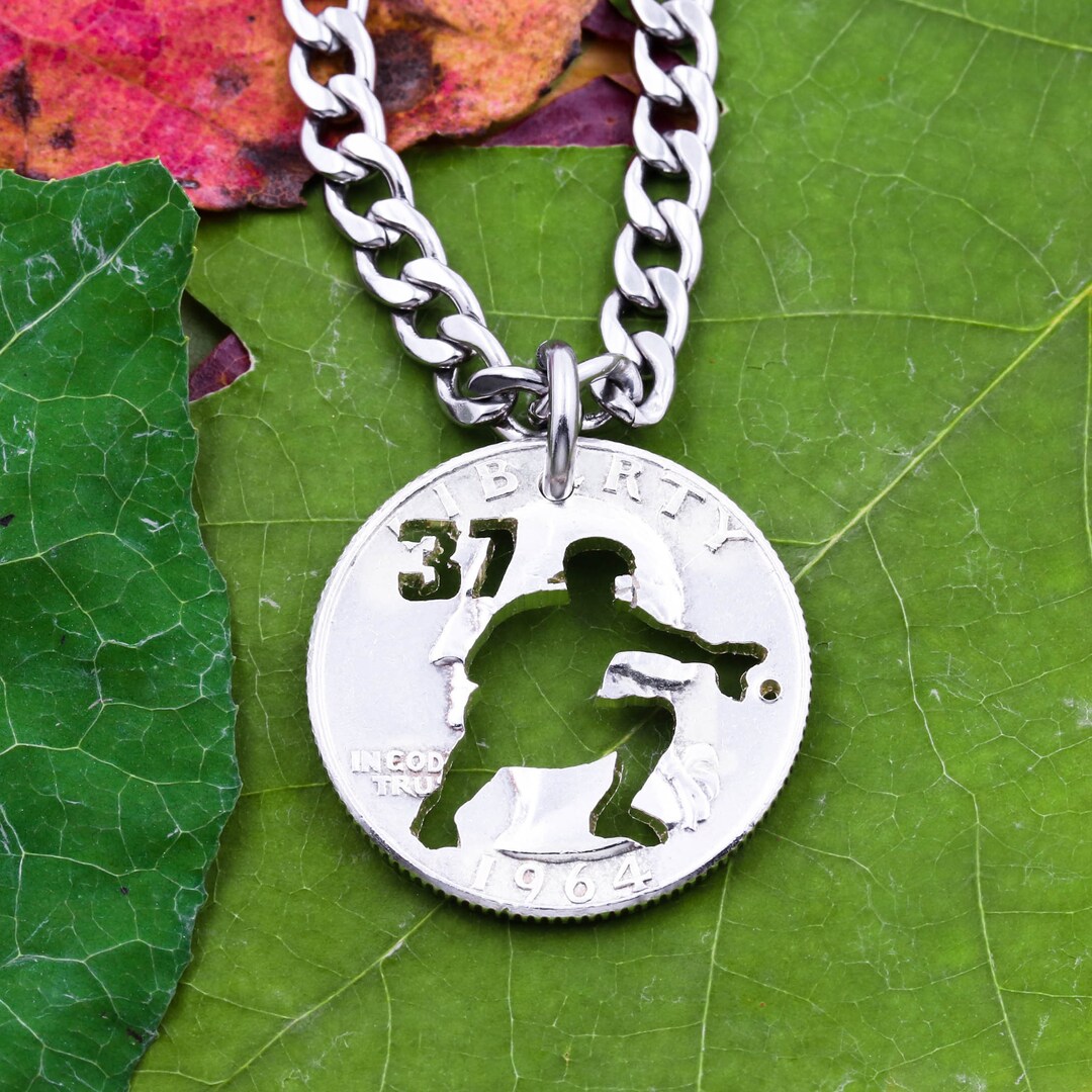 Hand Cut Coin Catcher Necklace: Custom Jersey Number, Baseball Softball ...