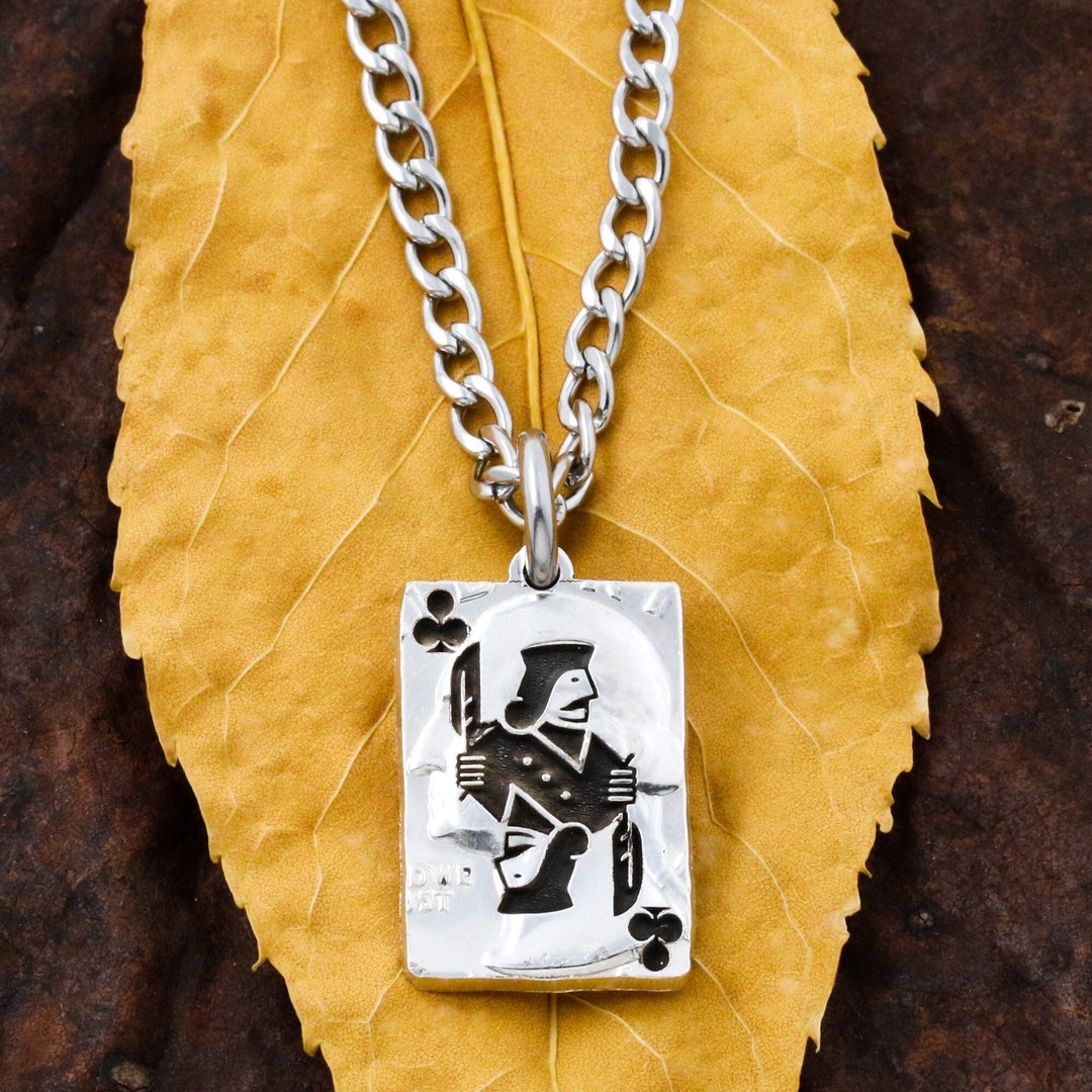 Hand Cut Coin Necklace: Jack of Clubs, Playing Card Pendant - Etsy