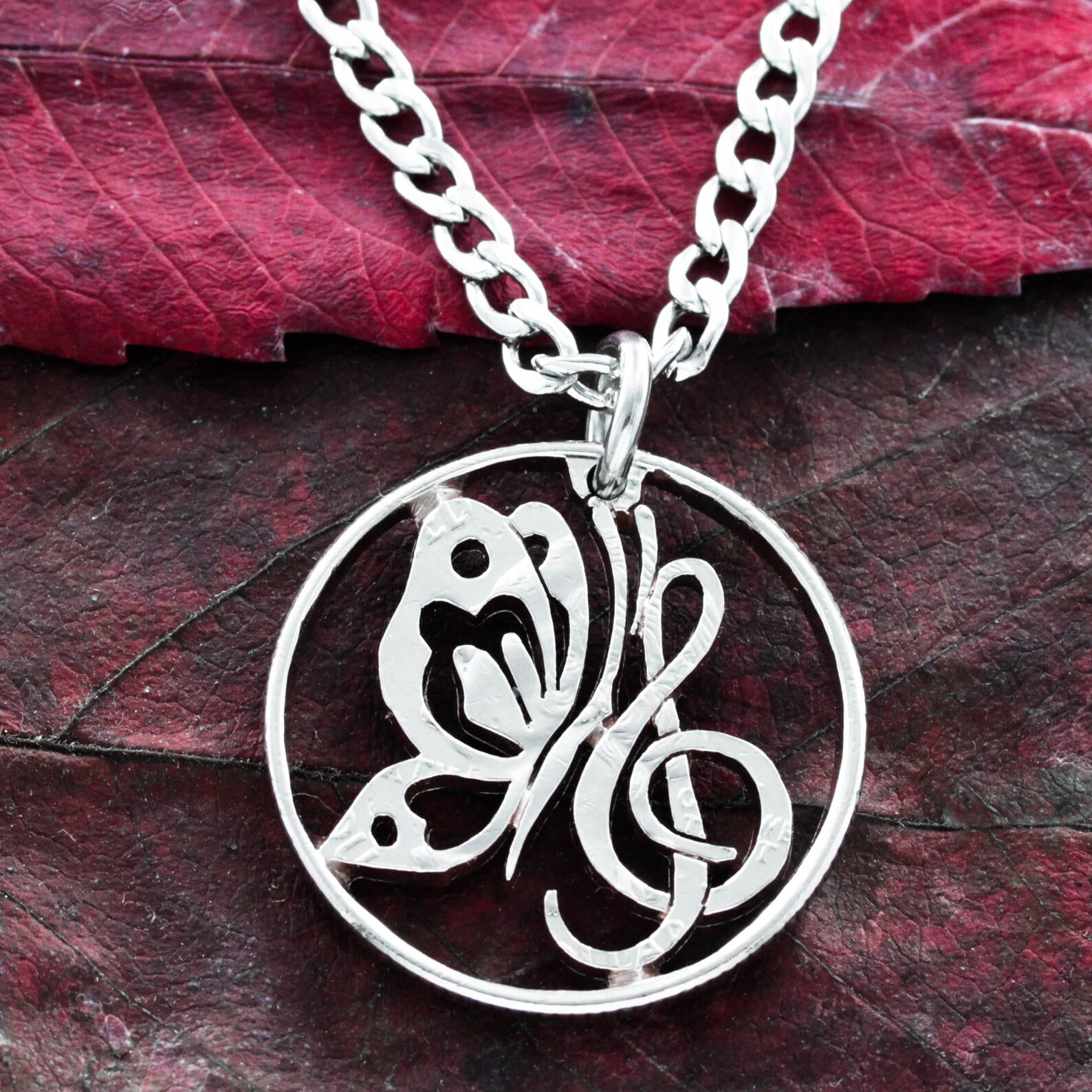 Butterfly and Treble Clef Necklace Music Jewelry Hand Cut - Etsy