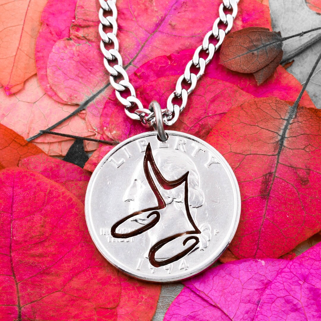 Wacky Music Note Necklace, Curvy, Musician Jewelry Gift, Hand Cut Coin ...
