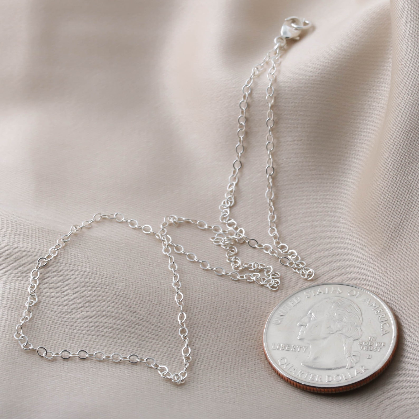 Thin Sterling Silver Necklace Chain: Petite Sparkly Chain - Etsy