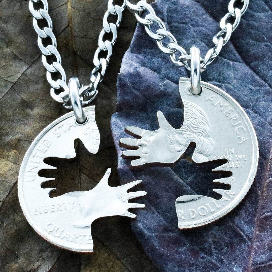 2 Hands Couples and Best Friend Necklaces, BFF Gifts for 2 - Etsy